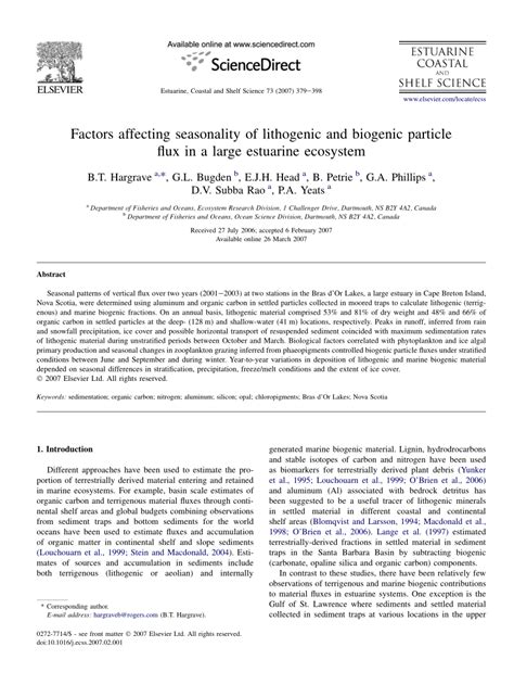 Pdf Factors Affecting Seasonality Of Lithogenic And Biogenic Particle