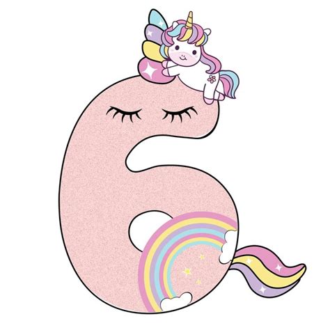 Premium Vector Number Six Unicorn Vector