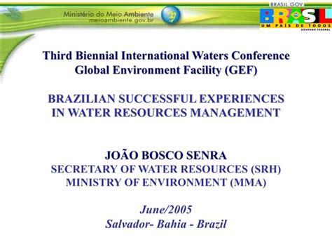 Brazilian Successful Experiences In Water Resource Management Ppt