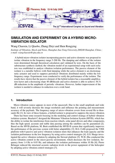 Pdf Simulation And Experiment On A Hybrid Micro Vibration Isolator