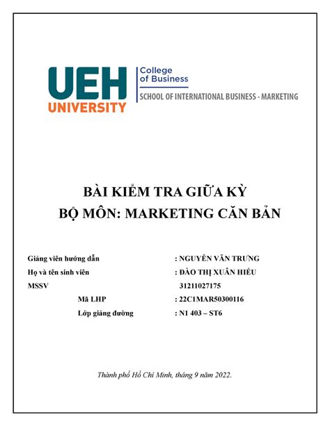 St6 Ktgk 31211027175 Đào Thị Xuân Hiếu BÀi KiỂm Tra GiỮa KỲ BỘ MÔn