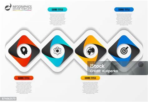Infografis Bisnis Linimasa Dengan 4 Langkah Vektor Ilustrasi Stok