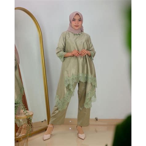 Jual Azura Set Kaftan Stelan Mewah Baju Wisuda Baju Bridesmaid