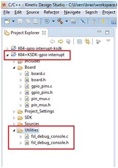 FRDM K F KDS Software Dev Kit SDK Tutorial GPIO Toggling Using Interrupt