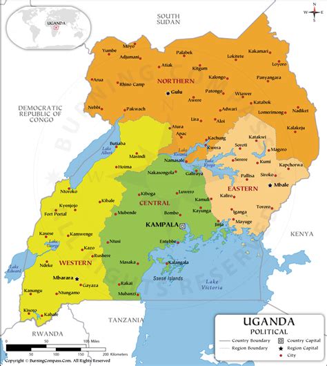 Uganda Region Map Uganda Political Map