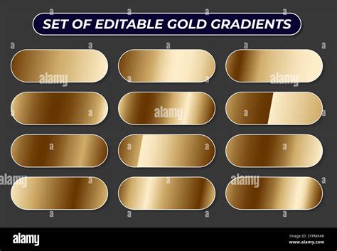 Set Of Gold Foil Texture Backgrounds Golden Metallic Copper Brass Gradient Colours Vector