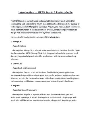Introduction To MEAN Stack A Perfect Guide Docx