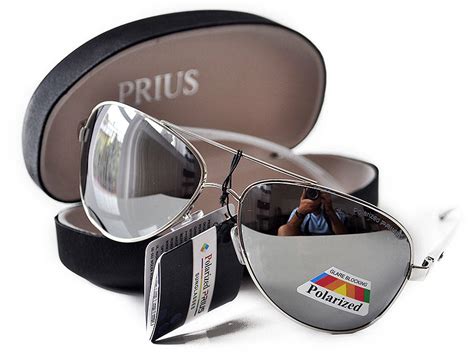 OKULARY MĘSKIE POLARYZACYJNE PRIUS PILOTKI FLEKS AVIATOR Srebrne soczewki srebrne zauszniki