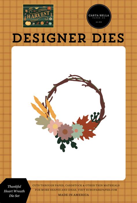 Harvest Thankful Heart Wreath Large Die Set Echo Park Paper Co