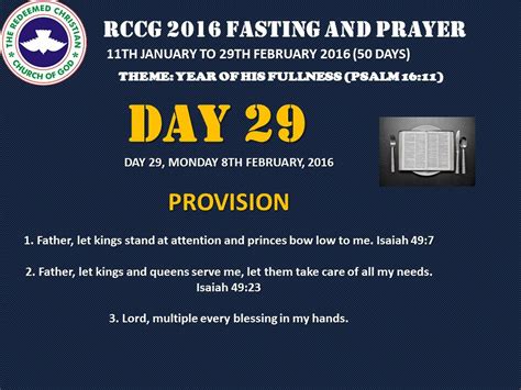 Day RCCG Fasting Prayers Th February Prayer Points Perspective