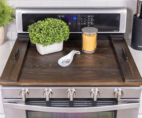 Stove Top Cover Wood Noodle Board Electric Stove Cover Kitchen Decor Wood Cooktop Cover Rustic
