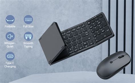 Foldable Keyboard And Mouse For Laptop Travel Bluetooth Folding Keyboard Mouse With Portable