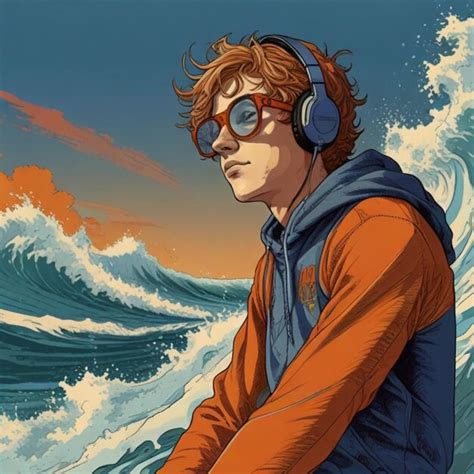 Surfer Boy Summer Riding Wave Premium Ai Generated Image