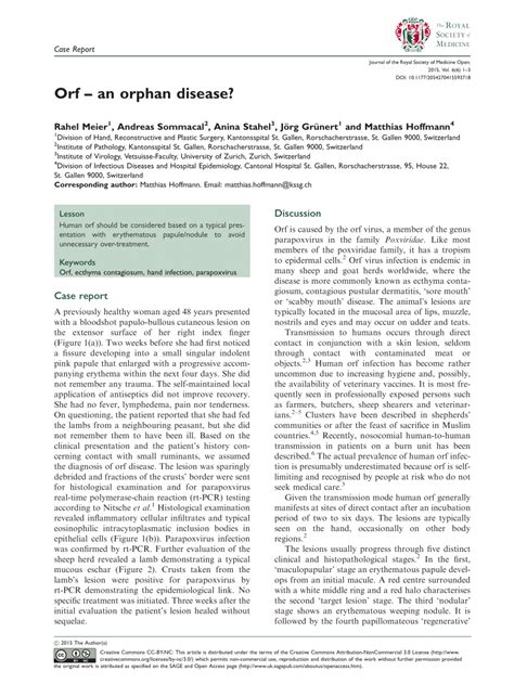 Pdf Orf An Orphan Disease