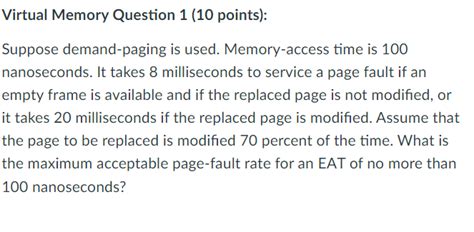 Solved Virtual Memory Question 1 10 Points Suppose