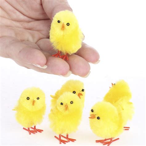 Yellow Mini Fluffy Chenille Easter Chicks Birds And Butterflies Basic
