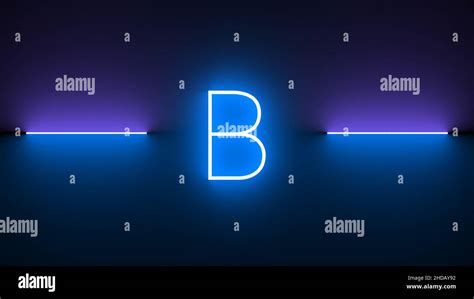 An Illustration Of A Neon Letter B Isolated On Black Background Stock
