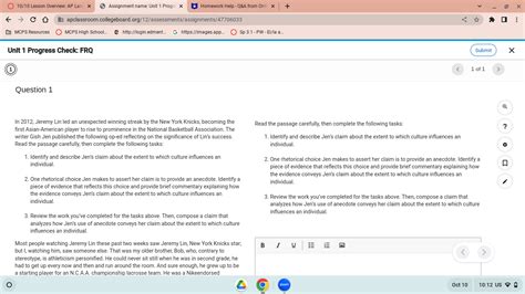 [solved] 10 10 lesson overview ap lang x 5 assignment name unit 1