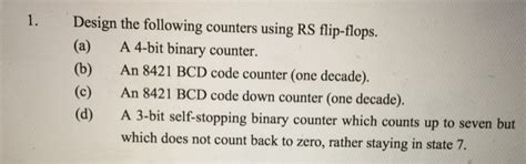 Solved Design The Following Counters Using RS Flip Flops Chegg Com