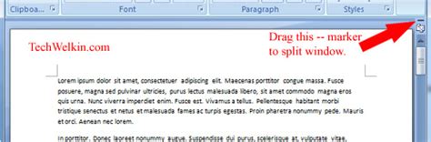 MS Word How To Split A Document In Two Windows