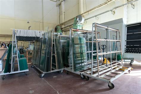 Glasses In Industrial Glass Processing Workshop Stock Image Image Of