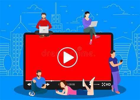 Video Concept People Using Mobile Gadgets Stock Vector Illustration