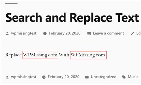 search and replace text on the client side wp missing