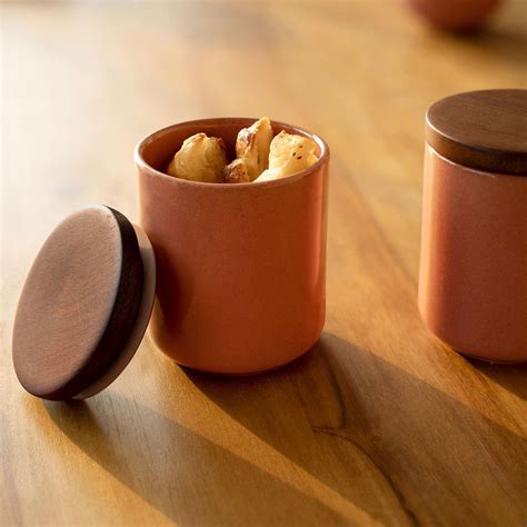 Buy Ellementry Rustic Reef Ceramic Jar With Wooden Lid Online