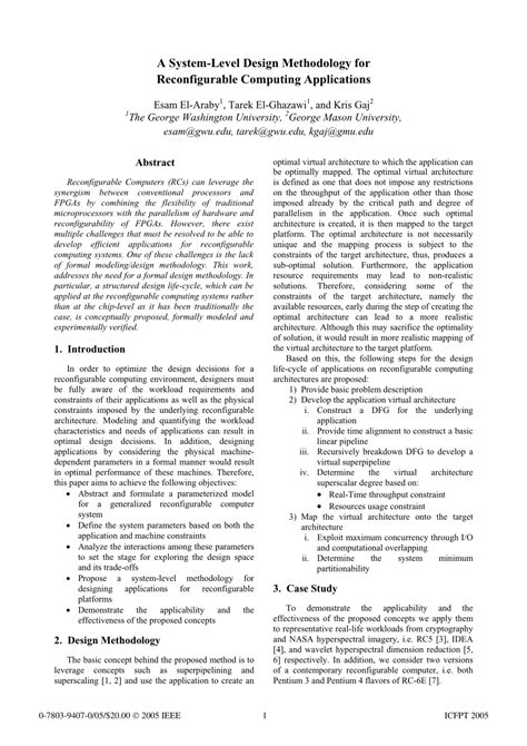 Pdf A System Level Design Methodology For Reconfigurable Computing