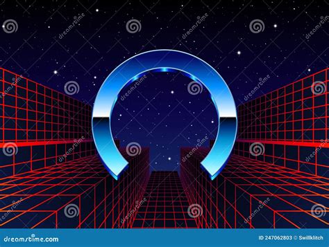 Synthwave Chrome Font 80s Sci Fi Retro Style Vector Illustration
