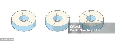 Donut Pie Chart Icons Isolated On Background 3d Isometric Diagram