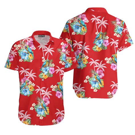 Coconut Tree Parrot On Sunset Beach Hawaiian Shirt Nouvette