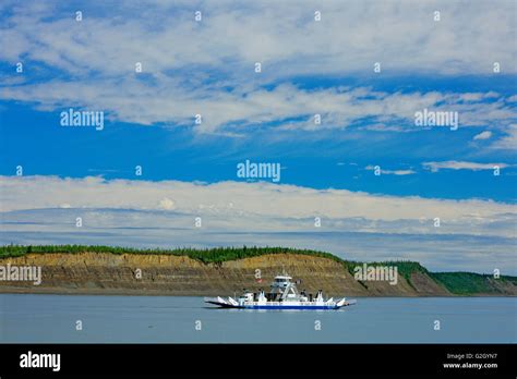 Ferry Crossing Arctic Red River Mackenzie River About 130 Kms South