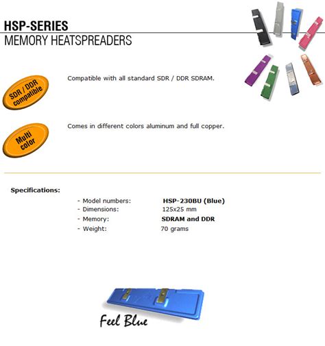 Buy Nexus HSP Series Memory Heatspreader Blue NXS HSP 230BU PC Case Gear Australia