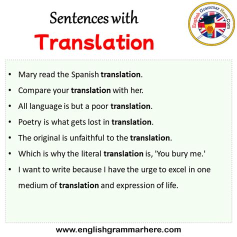 Sentences With Translation Translation In A Sentence In English