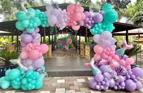 Mermaid Balloon Garland Arch Kit Pastel Seashell Mermaid Balloon Birt