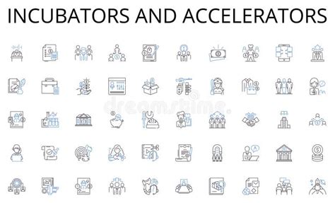 Incubators And Accelerators Line Icons Collection Computer Monitor