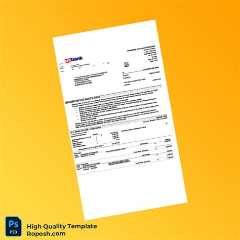 Usa U S Bank Checking Account Statement Template In Word And Pdf