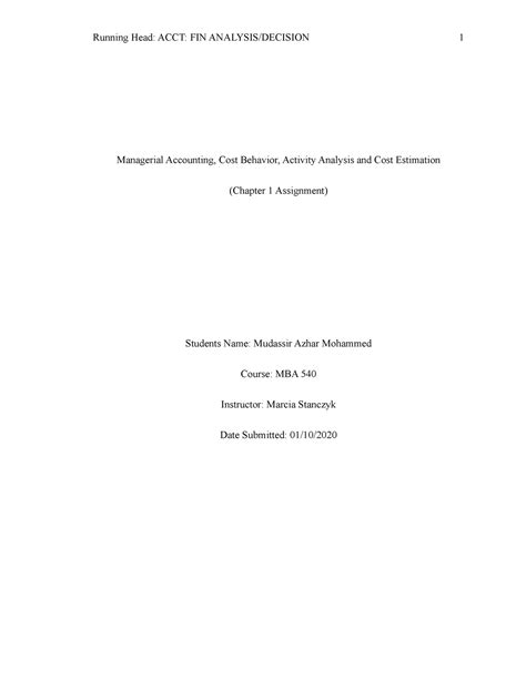 Unit 1 Chapter 1 Assignment Auto Recovered Running Head ACCT