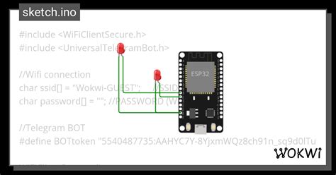 2 Led Telegram Wokwi ESP32 STM32 Arduino Simulator