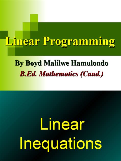 Linear Programming Pp Pdf Mathematical Relations Algebra
