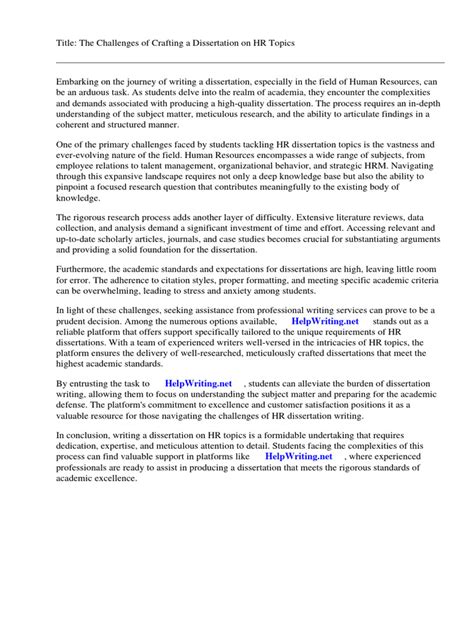 List Of Hr Dissertation Topics Pdf Human Resource Management Human Resources