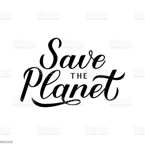 흰색 절연 행성 서 예 손 글씨를 저장 합니다 에코 및 환경 테마 동기 부여 포스터 지구의 날 벡터 일러스트입니다 배너 로고 디자인 전단지 등을 위한 템플릿 편집이 용이