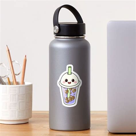 Cutesy Happy Purple Boba Sticker For Sale By Joyment Redbubble
