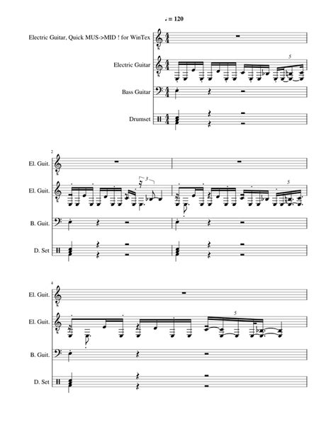Doom E1m1 At Dooms Gate Sheet Music For Drum Group Guitar Bass Mixed Quartet