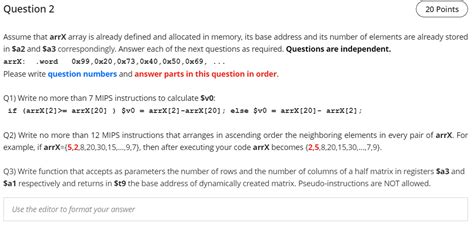 Solved Question 2 20 Points Assume That Arrx Array Is