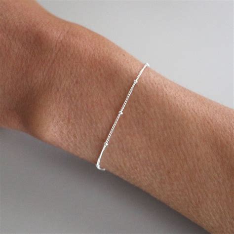 Silver Satellite Chain Bracelet Dainty Chain Bracelet Sterling Silver