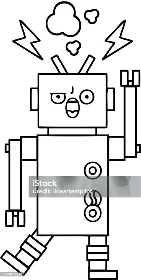 부서진 로봇의 선 그리기 만화 과학에 대한 스톡 벡터 아트 및 기타 이미지 과학 귀여운 깨짐 Istock