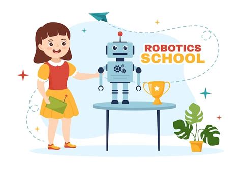 Illustration Vectorielle De Lécole De Robotique Avec Projet Robotique