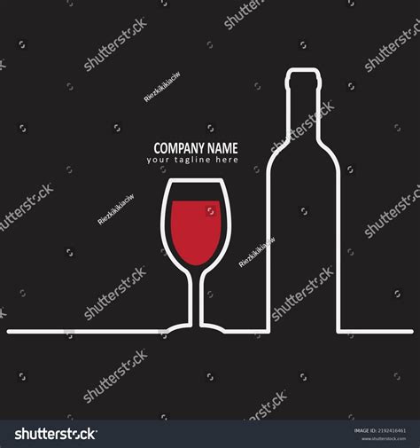 Wine Bottle Glass Vector Line Art Stock Vector Royalty Free